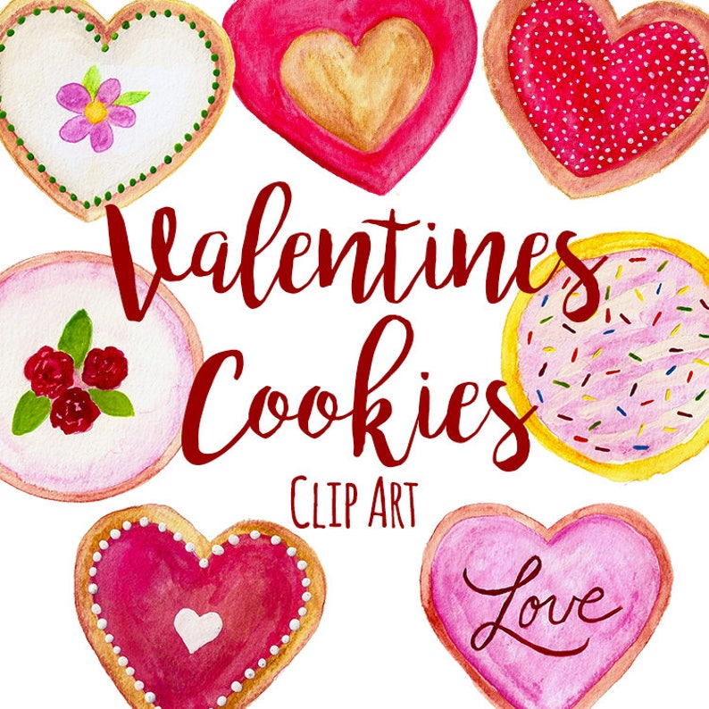 Valentine's Day Heart Cookies Clip Art Baking Clip Art - Etsy