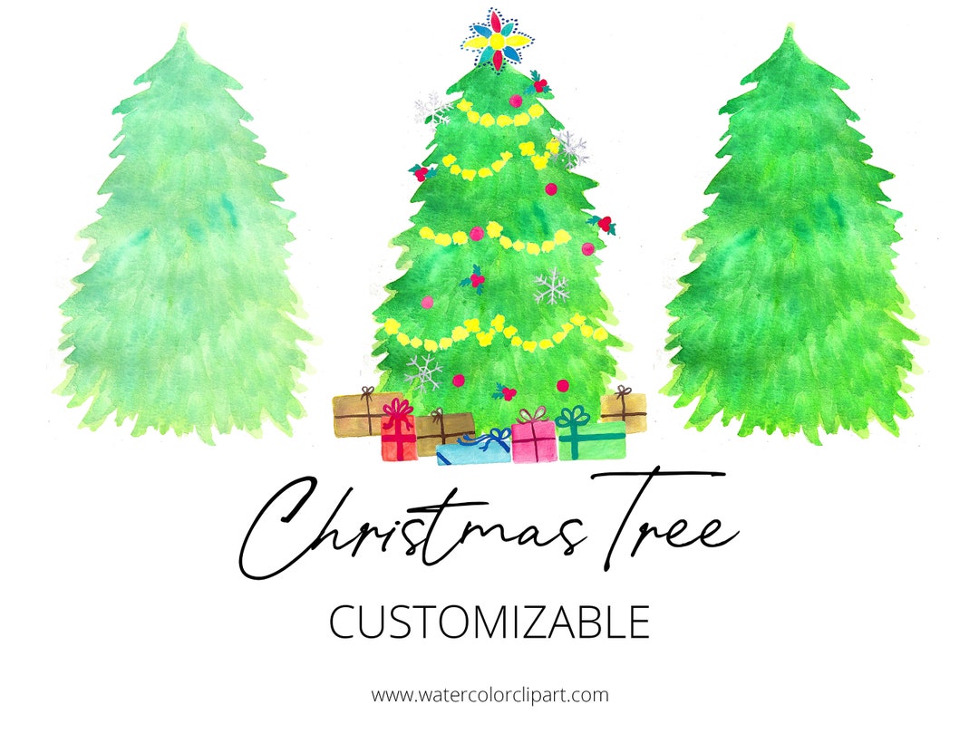 Customizable Christmas Tree Clip Art, INSTANT DOWNLOAD, Holiday Clip ...