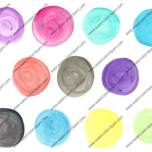 Hand Painted Solid Rainbow Watercolor Circles, Pastel Round Brush ...