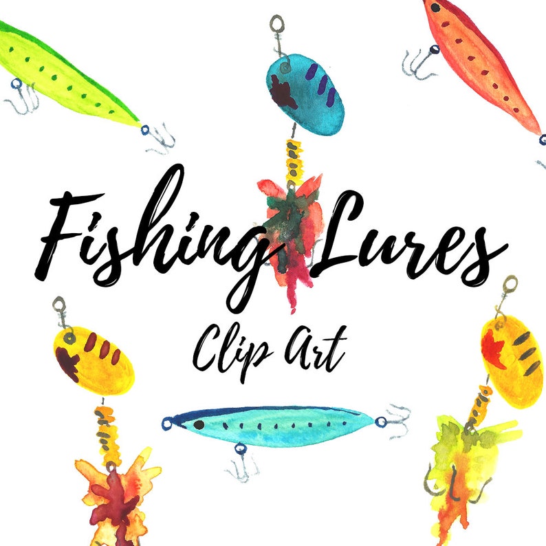 Hand Painted Watercolor Fishing Lures Clipart INSTANT | Etsy