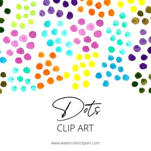 Hand Painted Rainbow Dots Clip Art, Watercolor Drops, INSTANT DOWNLOAD ...