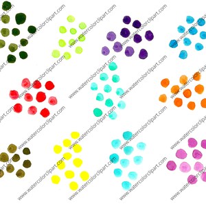 Hand Painted Rainbow Dots Clip Art, Watercolor Drops, INSTANT DOWNLOAD ...