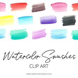 Watercolor Swashes Clip Art, Brush Stroke Clip Art, INSTANT DOWNLOAD ...