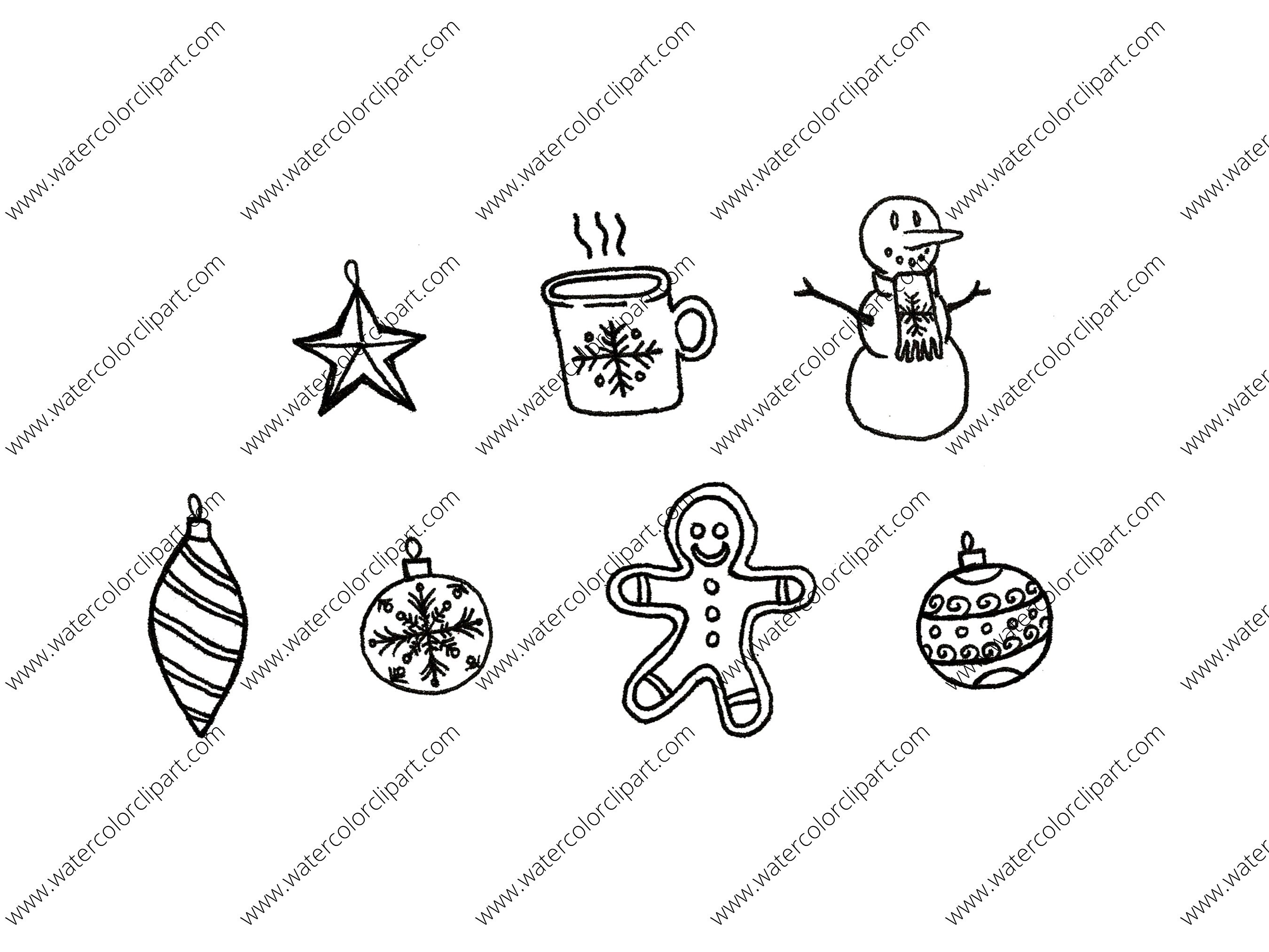 Pen and Ink Christmas Doodle Clip Art, Custom Invitations Clip Art ...
