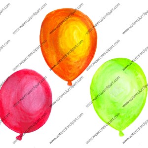 Birthday Balloon Clip Art, Balloon Clipart, Commercial Use, Handpainted ...
