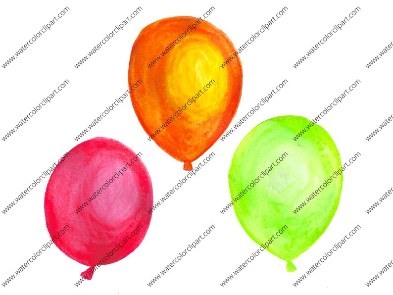 Birthday Balloon Clip Art, Balloon Clipart, Commercial Use, Handpainted ...