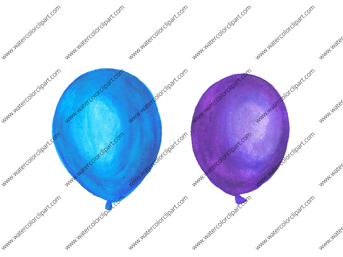 Birthday Balloon Clip Art, Balloon Clipart, Commercial Use, Handpainted ...