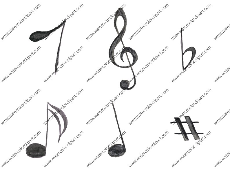 Watercolor Music Notes Clip Art INSTANT DOWNLOAD Hand - Etsy