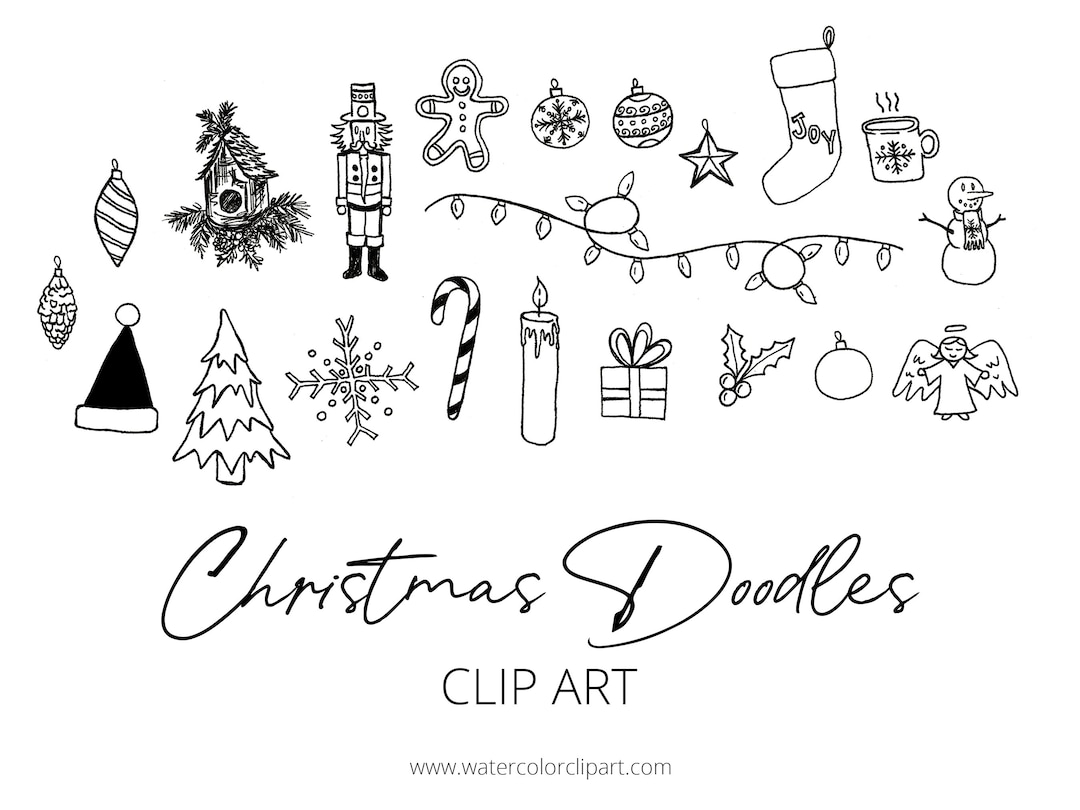 Pen and Ink Christmas Doodle Clip Art, Custom Invitations Clip Art ...