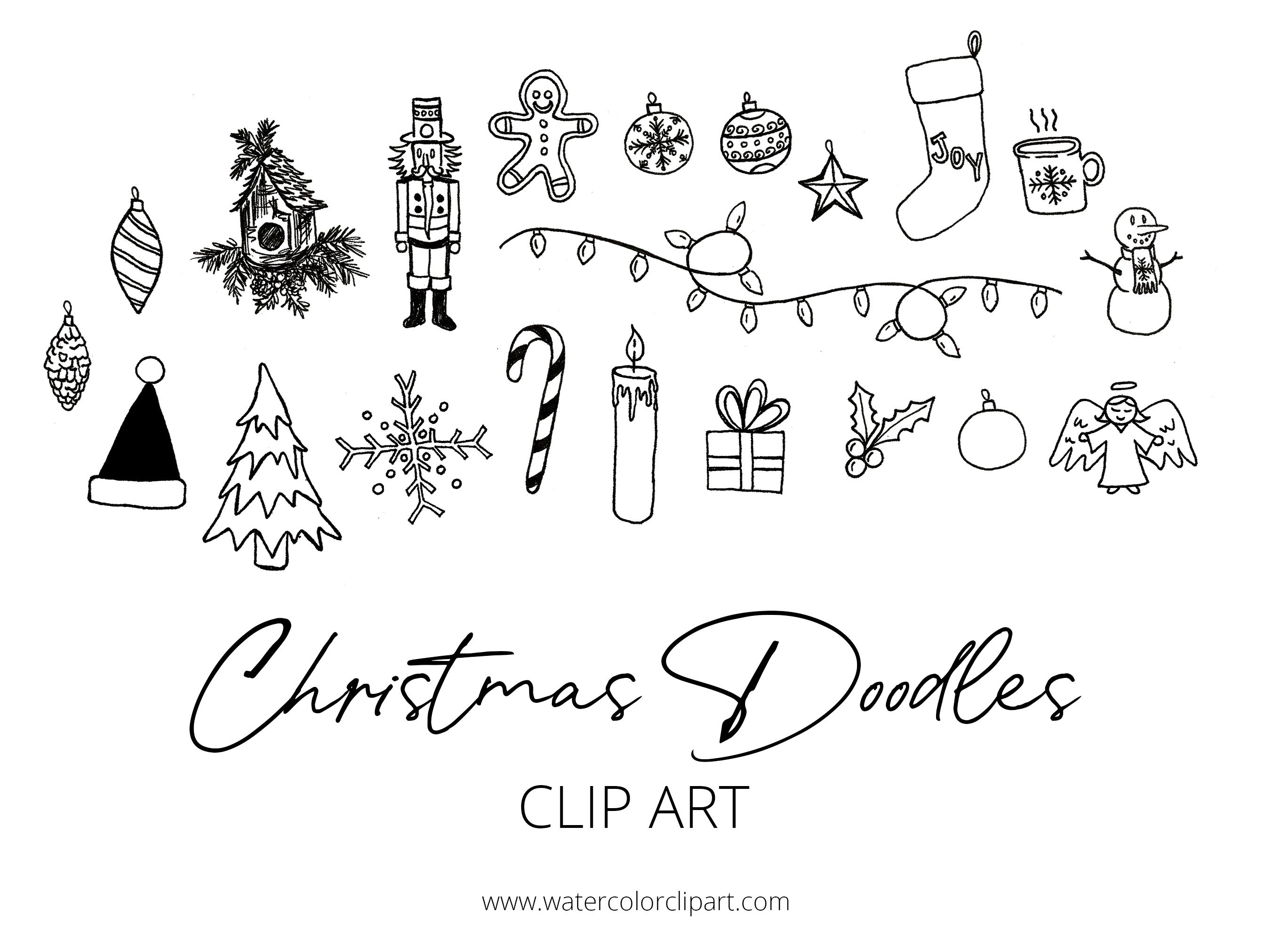 Pen and Ink Christmas Doodle Clip Art, Custom Invitations Clip Art ...