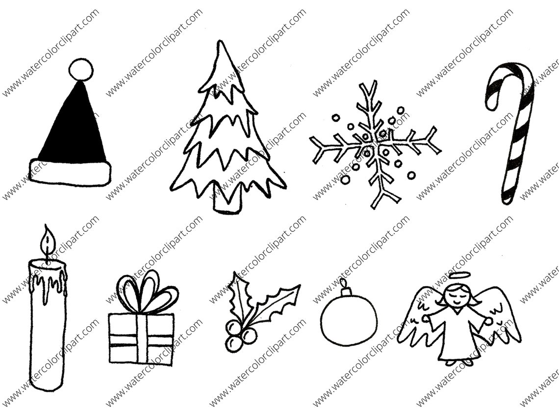 Pen and Ink Christmas Doodle Clip Art, Custom Invitations Clip Art ...