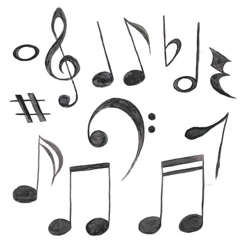 Watercolor Music Notes Clip Art INSTANT DOWNLOAD Hand | Etsy