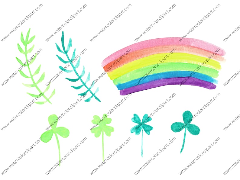 St. Patrick's Day Rainbow Clipart, Shamrock Clip Art, Clovers Clip Art ...