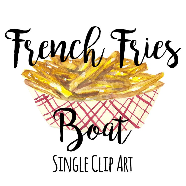 Boat French Fries Clip Art, Fry Basket, Fast Food Clip Art, Watercolor ...