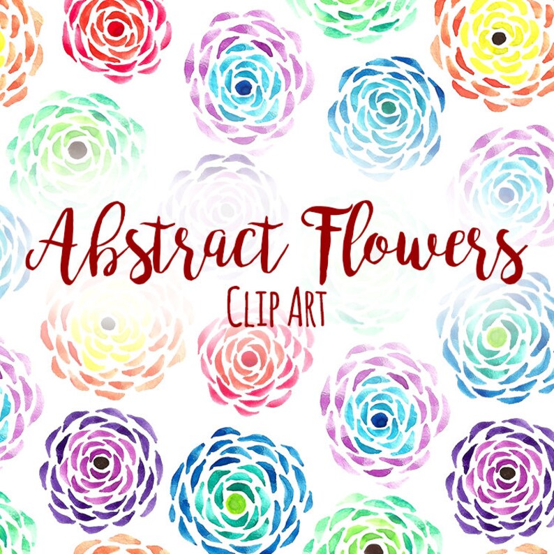 INSTANT DOWNLOAD, Hand Painted Rainbow Abstract Clip Art, Rainbow ...