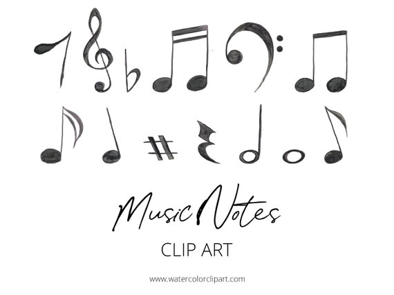 Watercolor Music Notes Clip Art INSTANT DOWNLOAD Hand - Etsy
