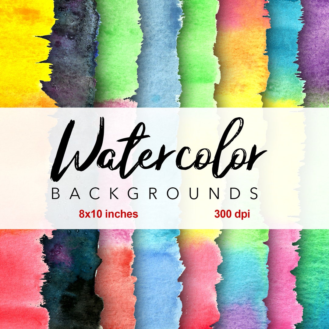 Watercolor Background Ombre Multicolor Swash, INSTANT DOWNLOAD, Rainbow ...