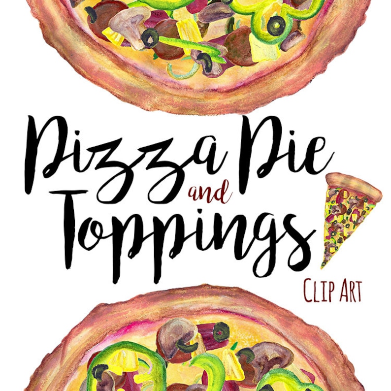 Customizable Pizza Clip Art, Watercolor Clip Art, INSTANT DOWNLOAD ...