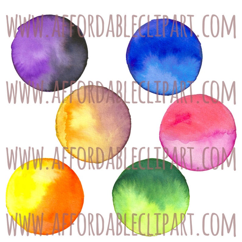 Multicolor Watercolor Circles Clip Art Rainbow Clip Art | Etsy