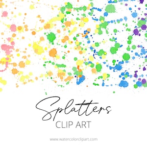 Watercolor Rainbow Splatter PNG Clip Art, Watercolor Splashes, INSTANT ...