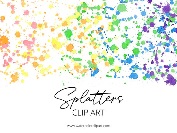 Watercolor Rainbow Splatter PNG Clip Art Watercolor Splashes - Etsy