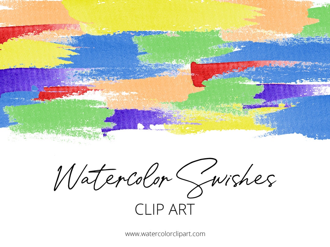 UPDATED Watercolor Swishes Clip Art, Brush Stroke Clip Art, Rainbow ...