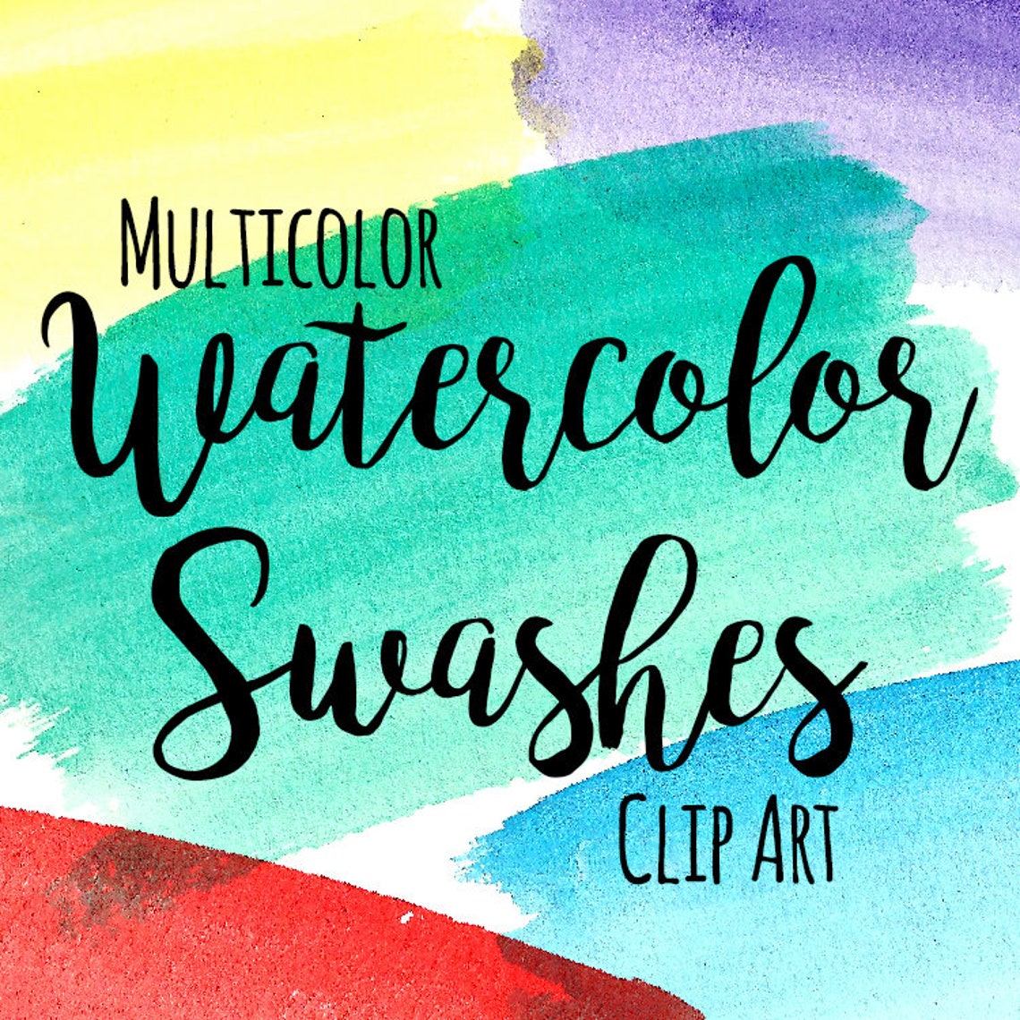 INSTANT DOWNLOAD, Hand Painted Rainbow Abstract Clip Art, Rainbow ...