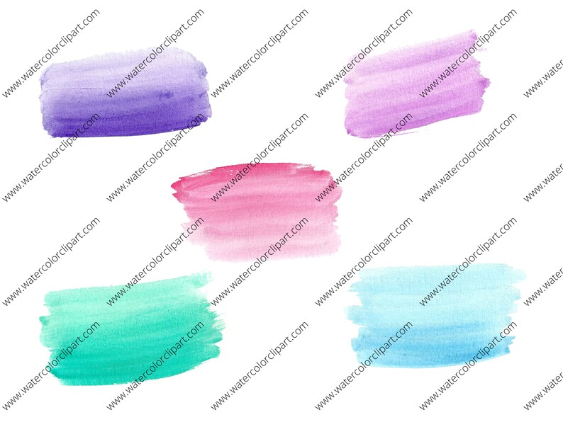 Watercolor Swashes Clip Art, Brush Stroke Clip Art, INSTANT DOWNLOAD ...