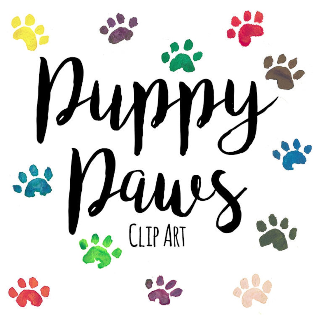 Hand Painted Puppy Dog Paw Print Clip Art, Watercolor Paw Print ...
