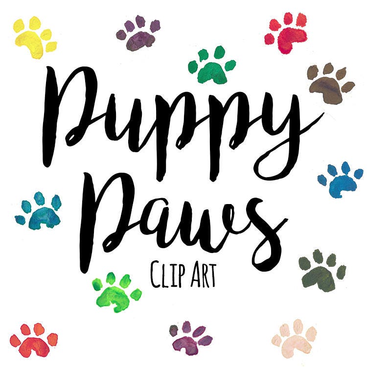 Hand Painted Puppy Dog Paw Print Clip Art, Watercolor Paw Print ...