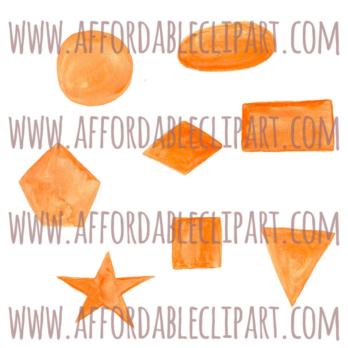 Hand Painted Rainbow Shapes Clip Art, Watercolor Shapes, INSTANT ...