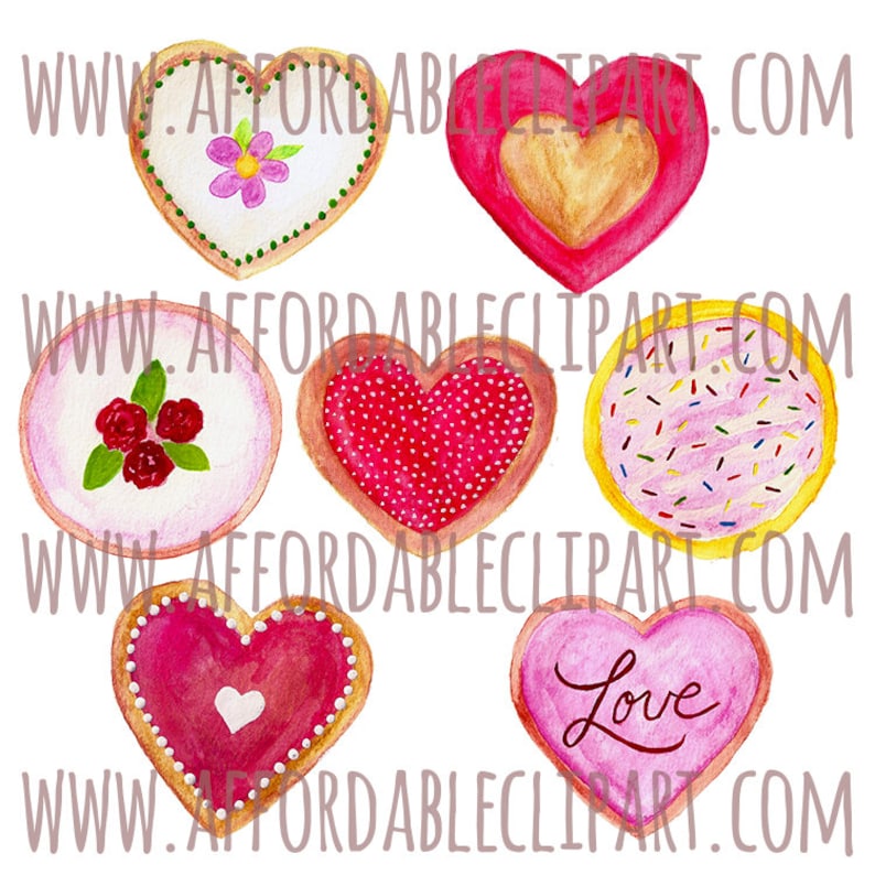 Valentine's Day Heart Cookies Clip Art Baking Clip Art - Etsy