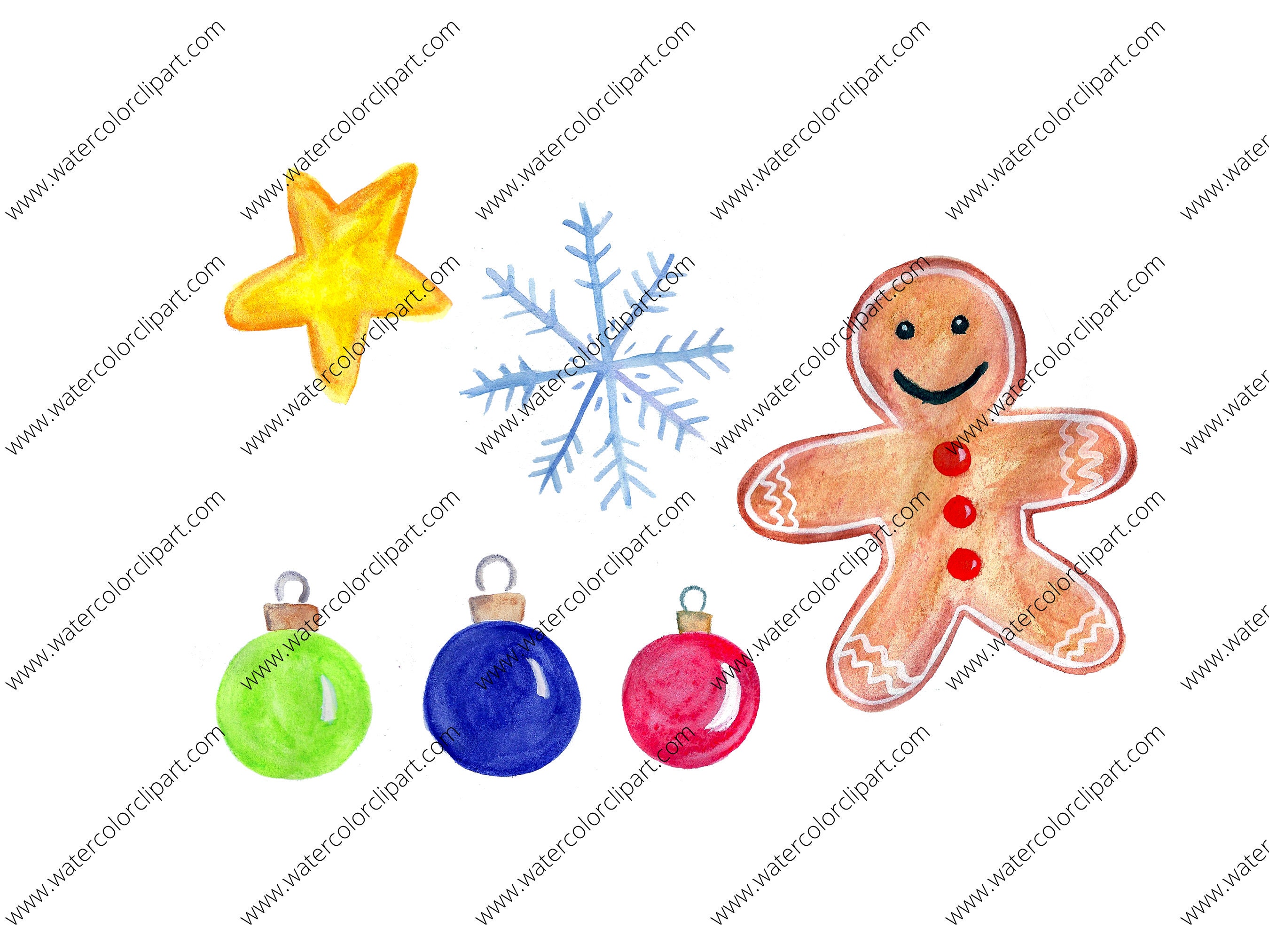 Christmas Clipart, Watercolor Clipart, Digital Clipart, DIY Kit ...