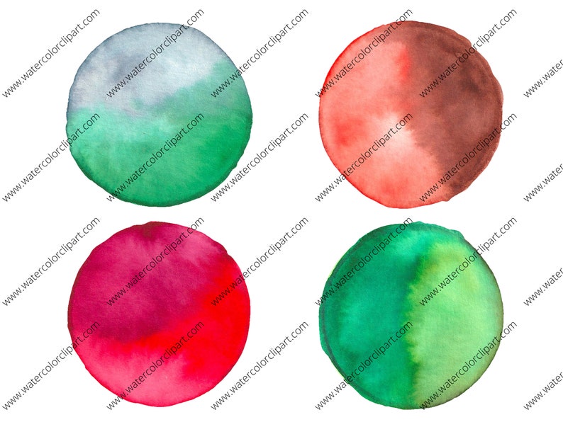 Multicolor Watercolor Circles Clip Art, Rainbow Clip Art, INSTANT ...