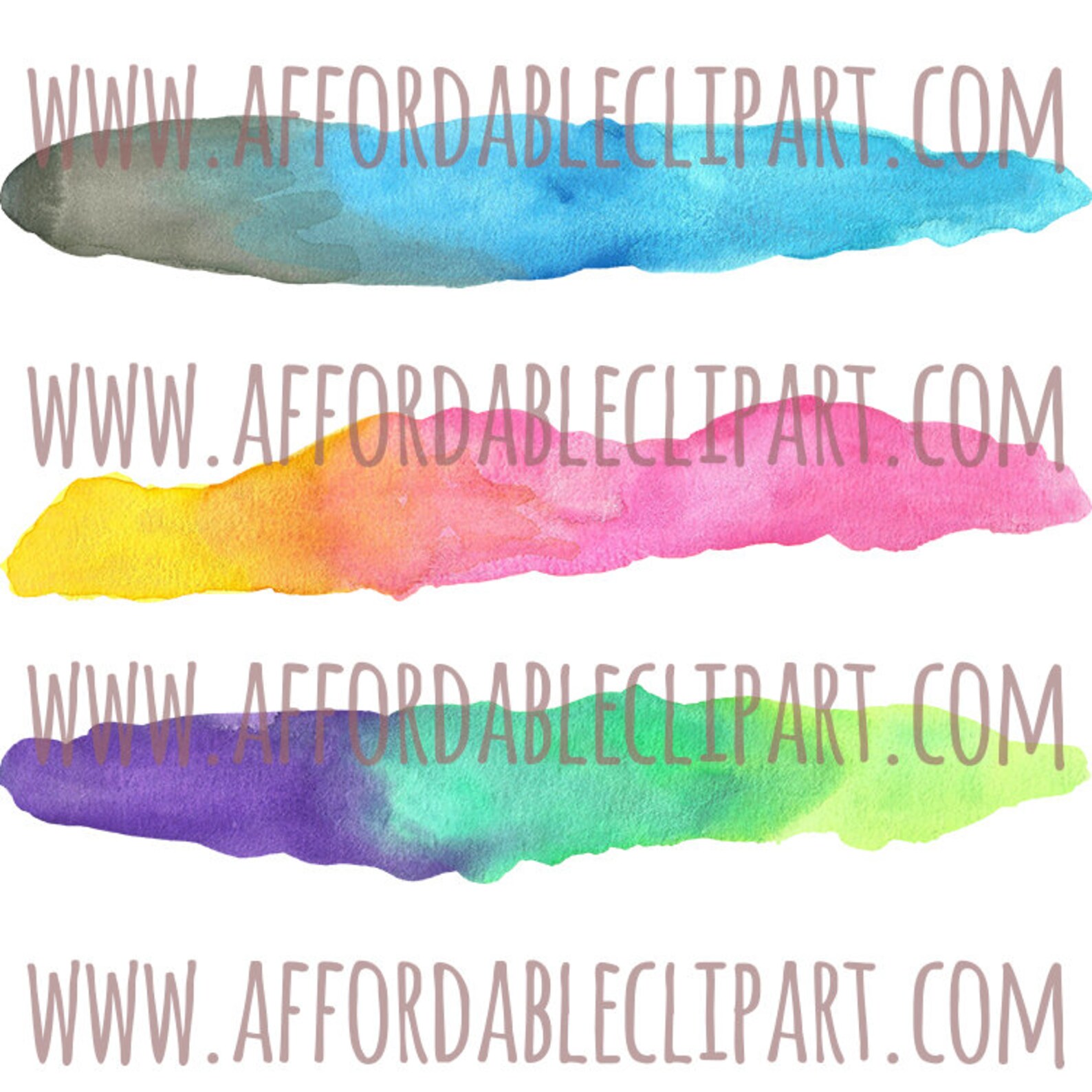 Multicolor Watercolor Blog Headers Clip Art Rainbow Clipart - Etsy