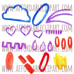 Hand Painted Rainbow Abstract Clip Art, Rainbow Watercolor Abstract ...