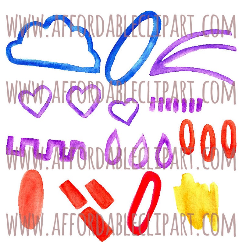 Hand Painted Rainbow Abstract Clip Art, Rainbow Watercolor Abstract ...