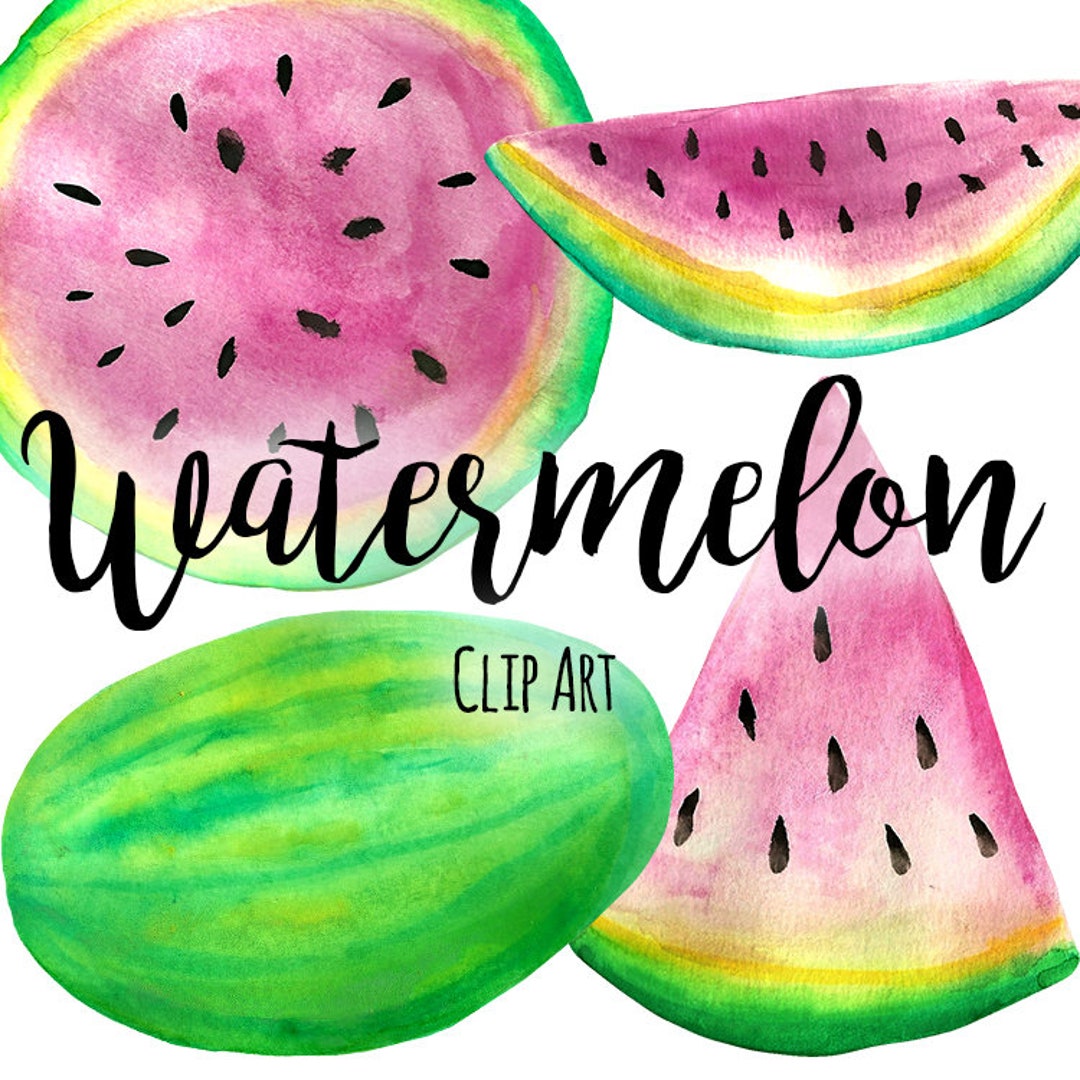 Watercolor Watermelon Fruit Clip Art, Watermelon Clip Art, Fruit Clip ...