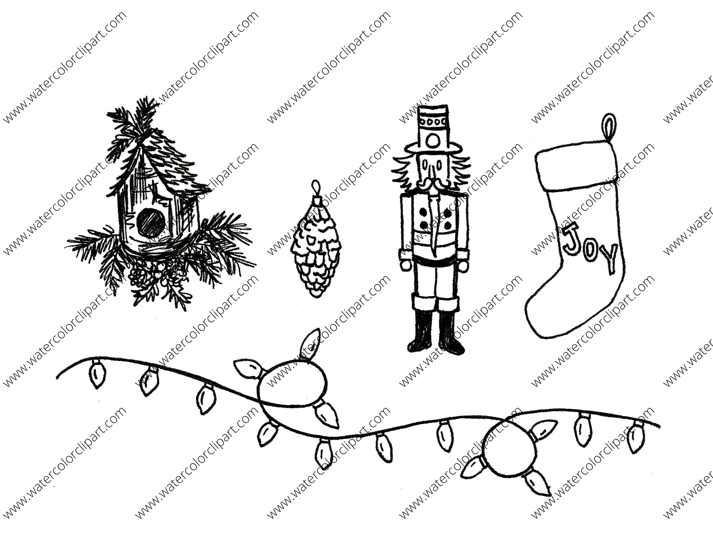 Pen and Ink Christmas Doodle Clip Art, Custom Invitations Clip Art ...