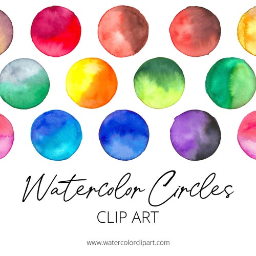Multicolor Watercolor Circles Clip Art Rainbow Clip Art - Etsy