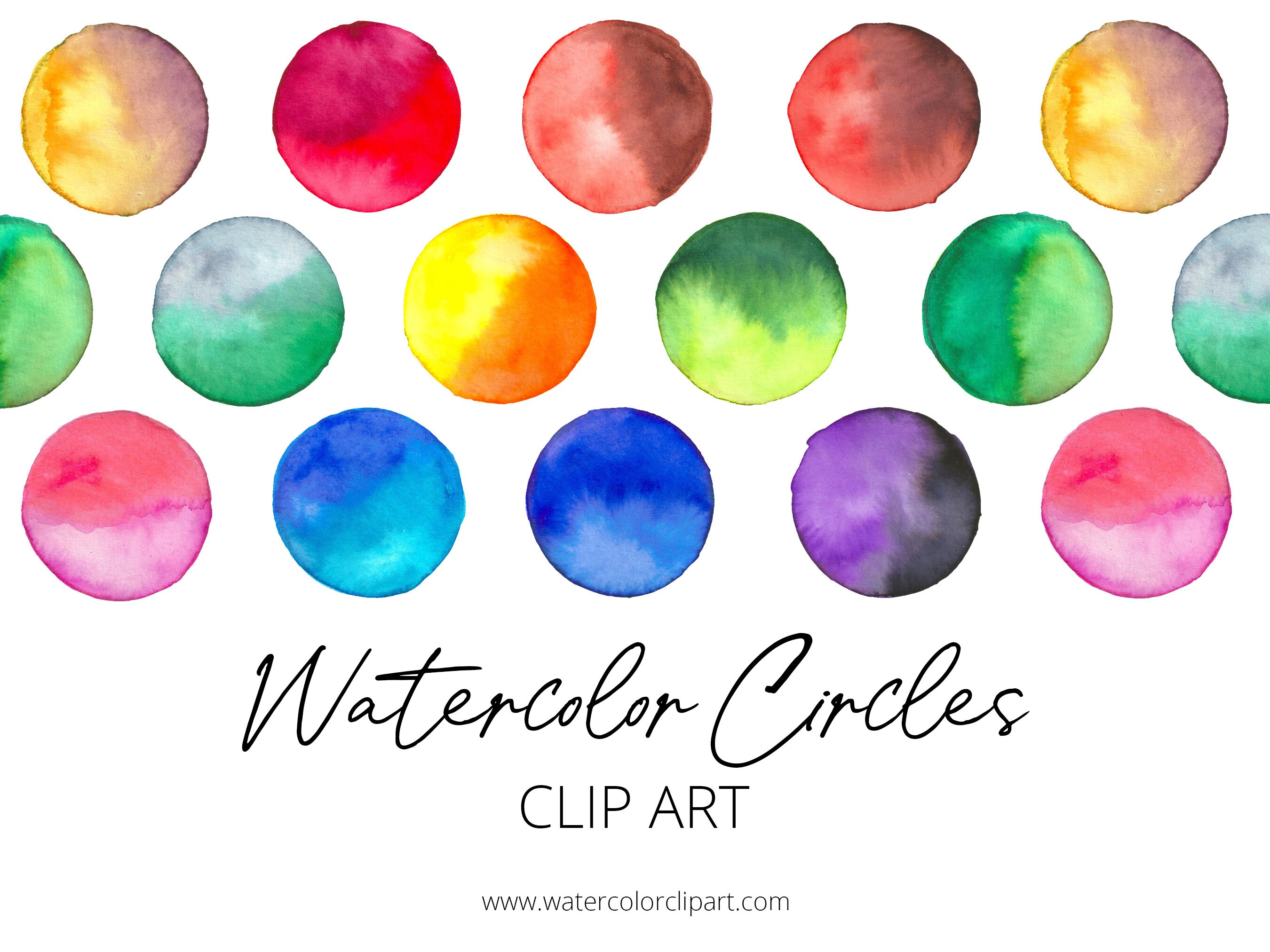 Multicolor Watercolor Circles Clip Art, Rainbow Clip Art, INSTANT ...