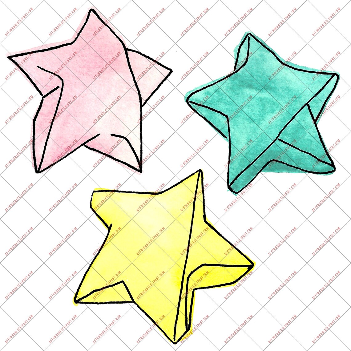 Origami Paper Stars Clip Art Origami Clip Art INSTANT | Etsy