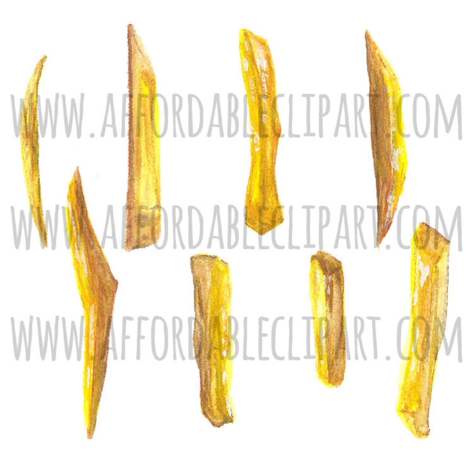 Individual French Fries Clip Art, Single Fry, Fast Food Clip Art ...