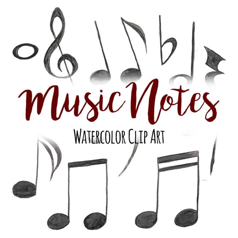 Watercolor Music Notes Clip Art INSTANT DOWNLOAD Hand | Etsy