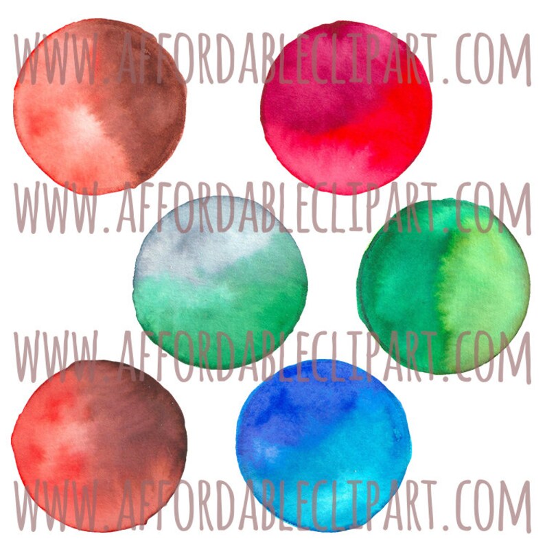 Multicolor Watercolor Circles Clip Art Rainbow Clip Art | Etsy