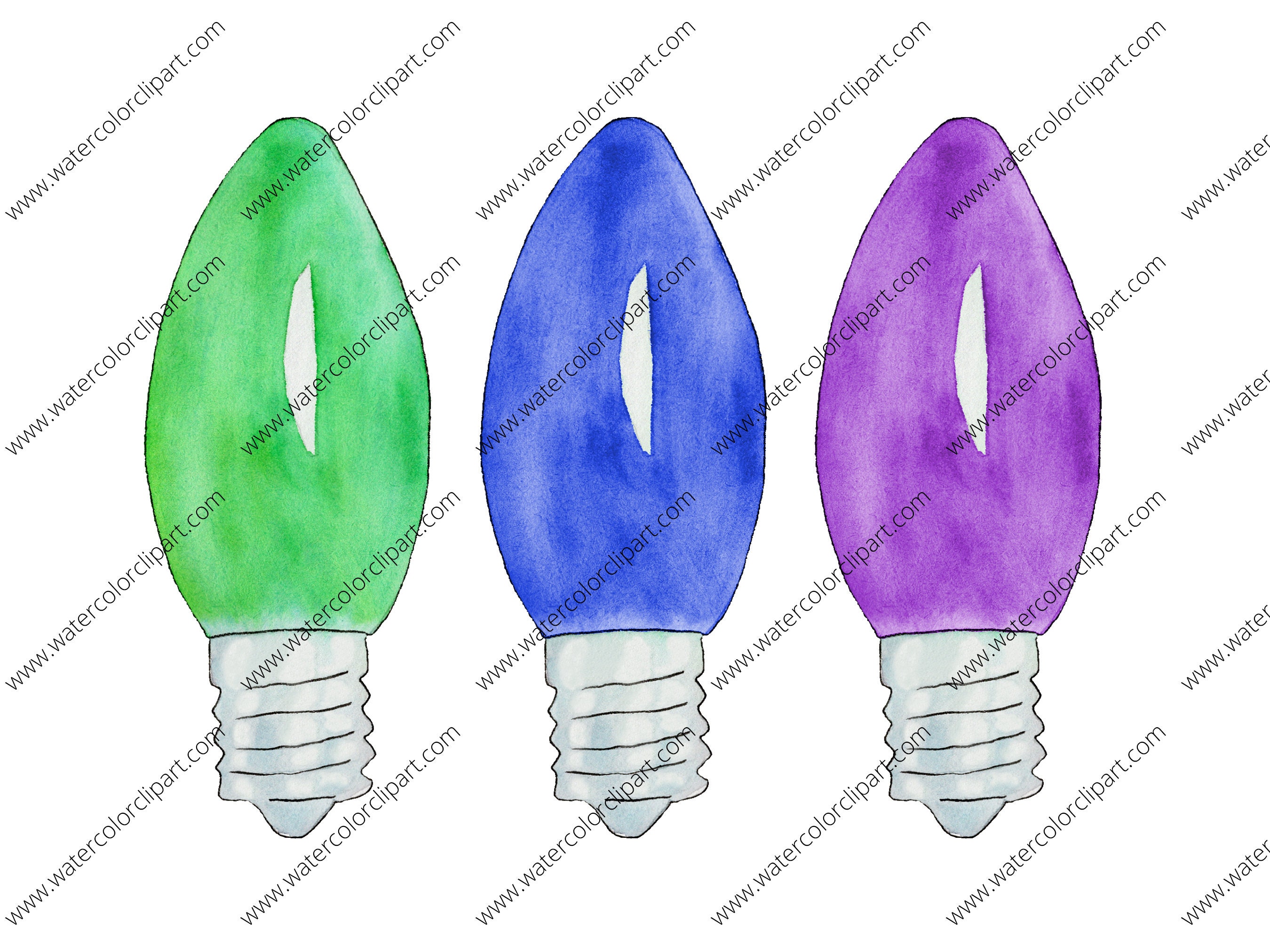 Watercolor Rainbow Vintage Christmas Bulbs Ornament Clipart for ...