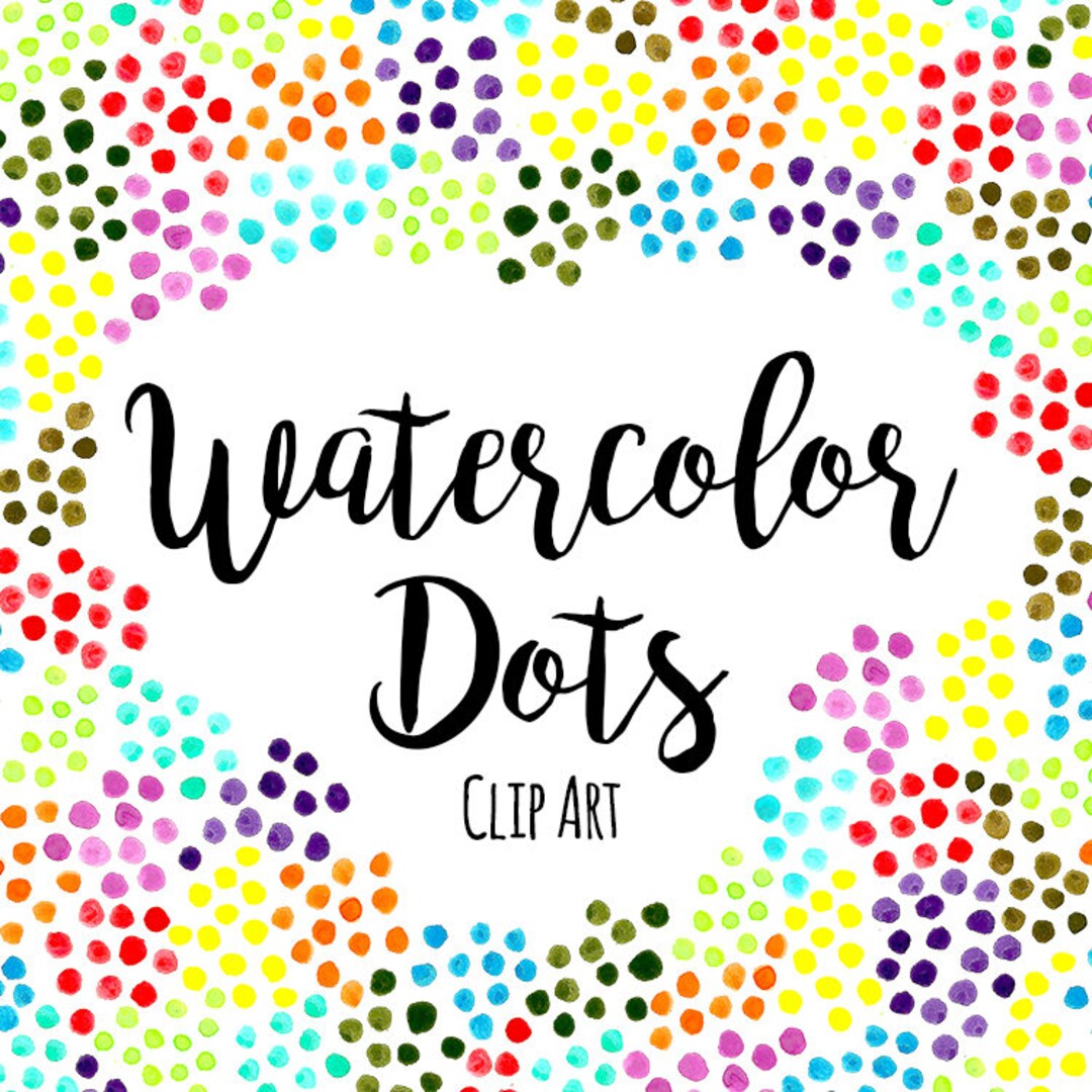 Hand Painted Rainbow Dots Clip Art Watercolor Drops INSTANT - Etsy