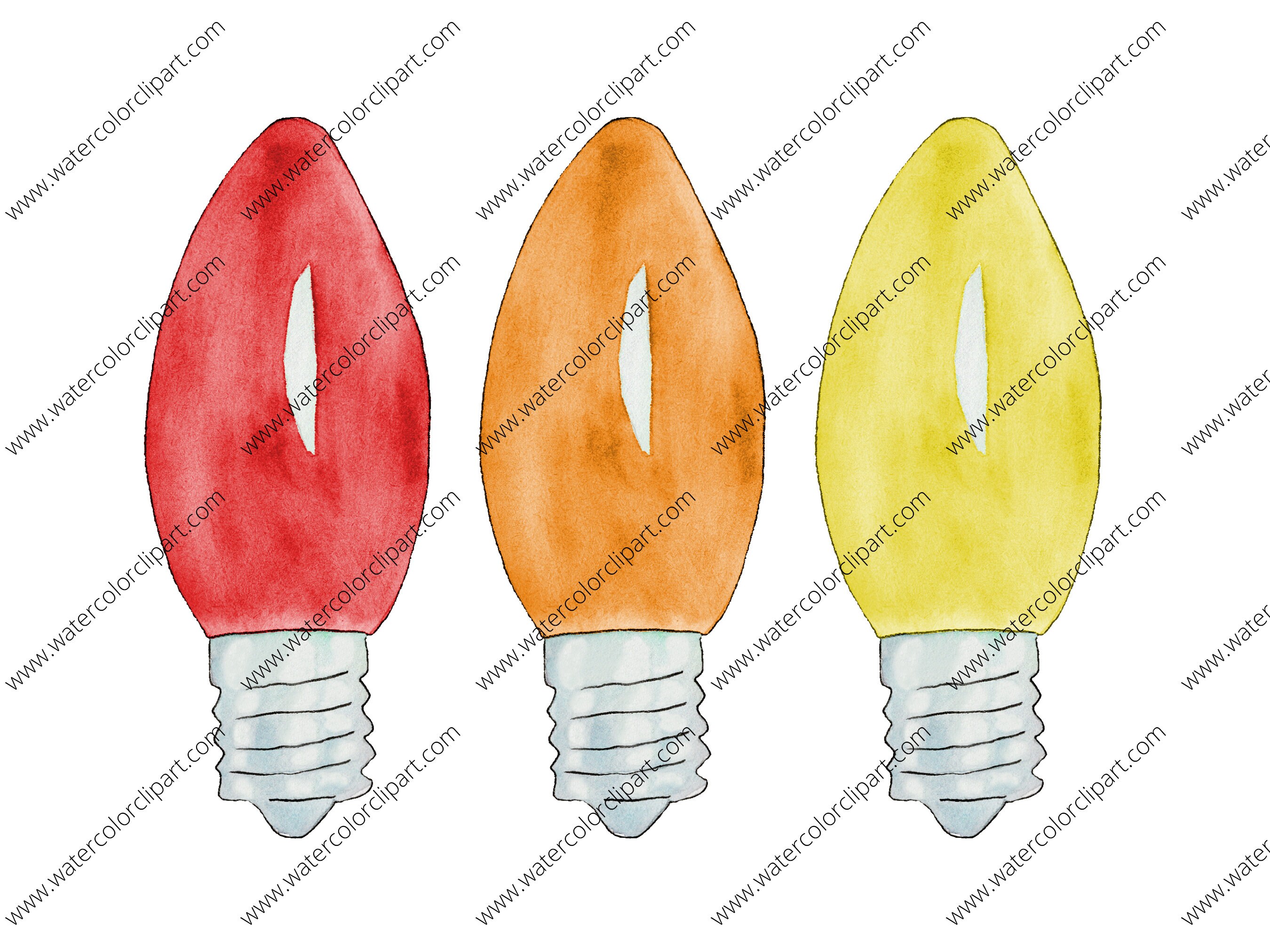 Watercolor Rainbow Vintage Christmas Bulbs Ornament Clipart for ...