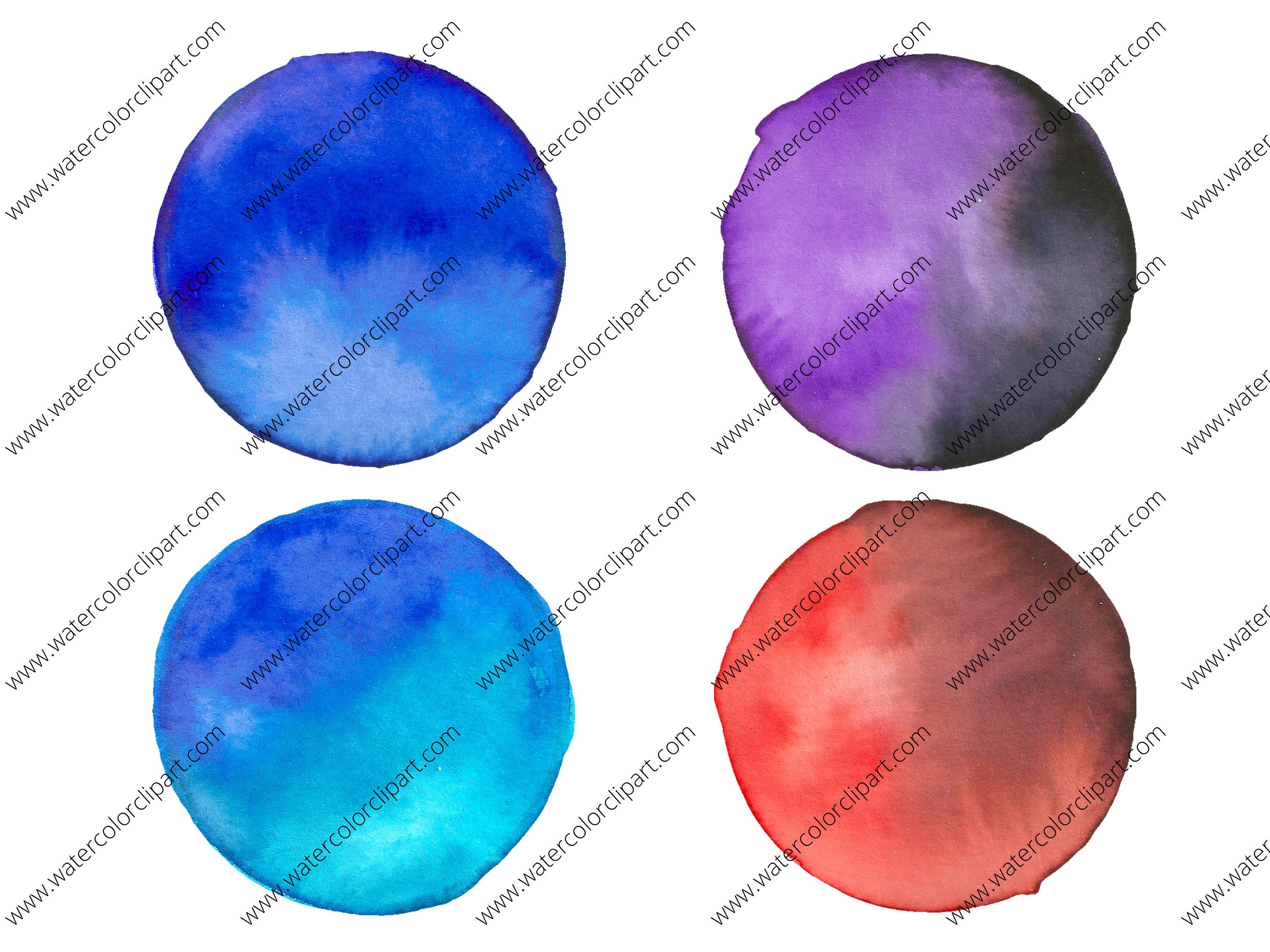 Multicolor Watercolor Circles Clip Art, Rainbow Clip Art, INSTANT ...