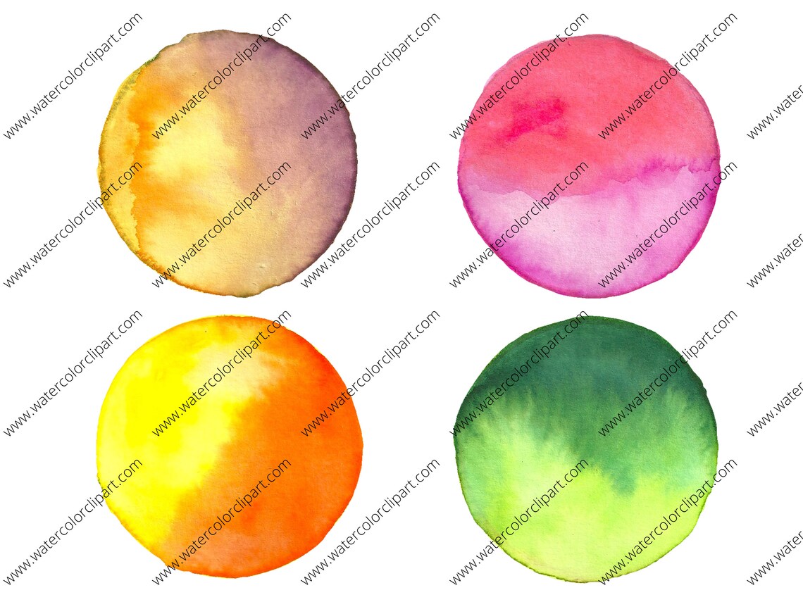 Multicolor Watercolor Circles Clip Art, Rainbow Clip Art, INSTANT ...